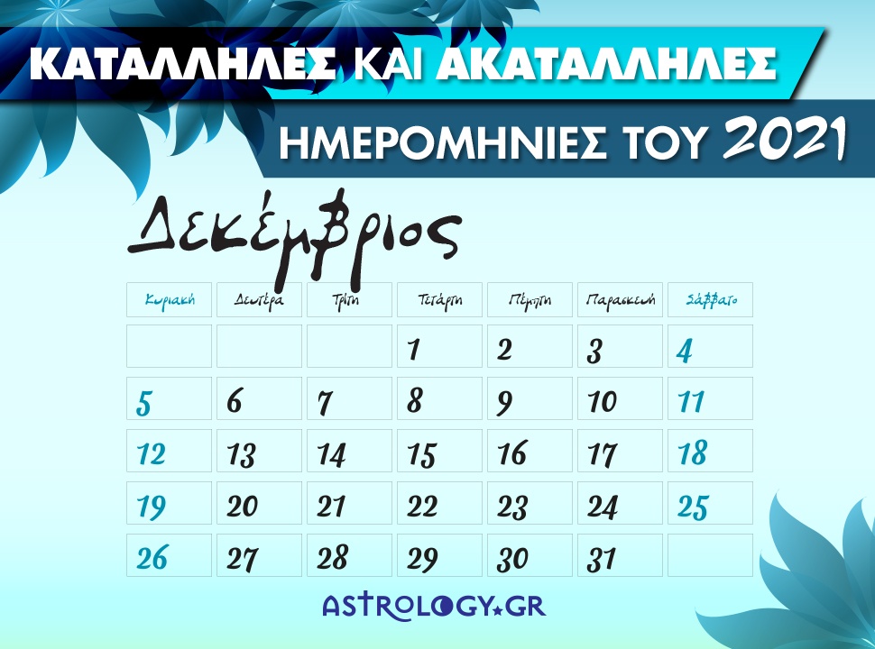 Δεκέμβριος 2021: Αυτές είναι οι κατάλληλες και οι ακατάλληλες ...
